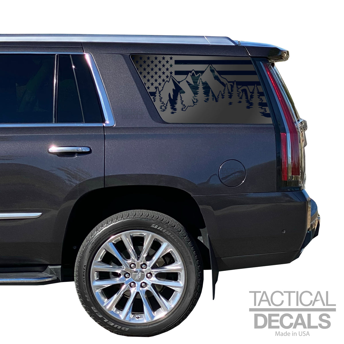 USA Flag with Mountain Scene Decal for 2021 - 2024 Cadillac Escalade 3 ...