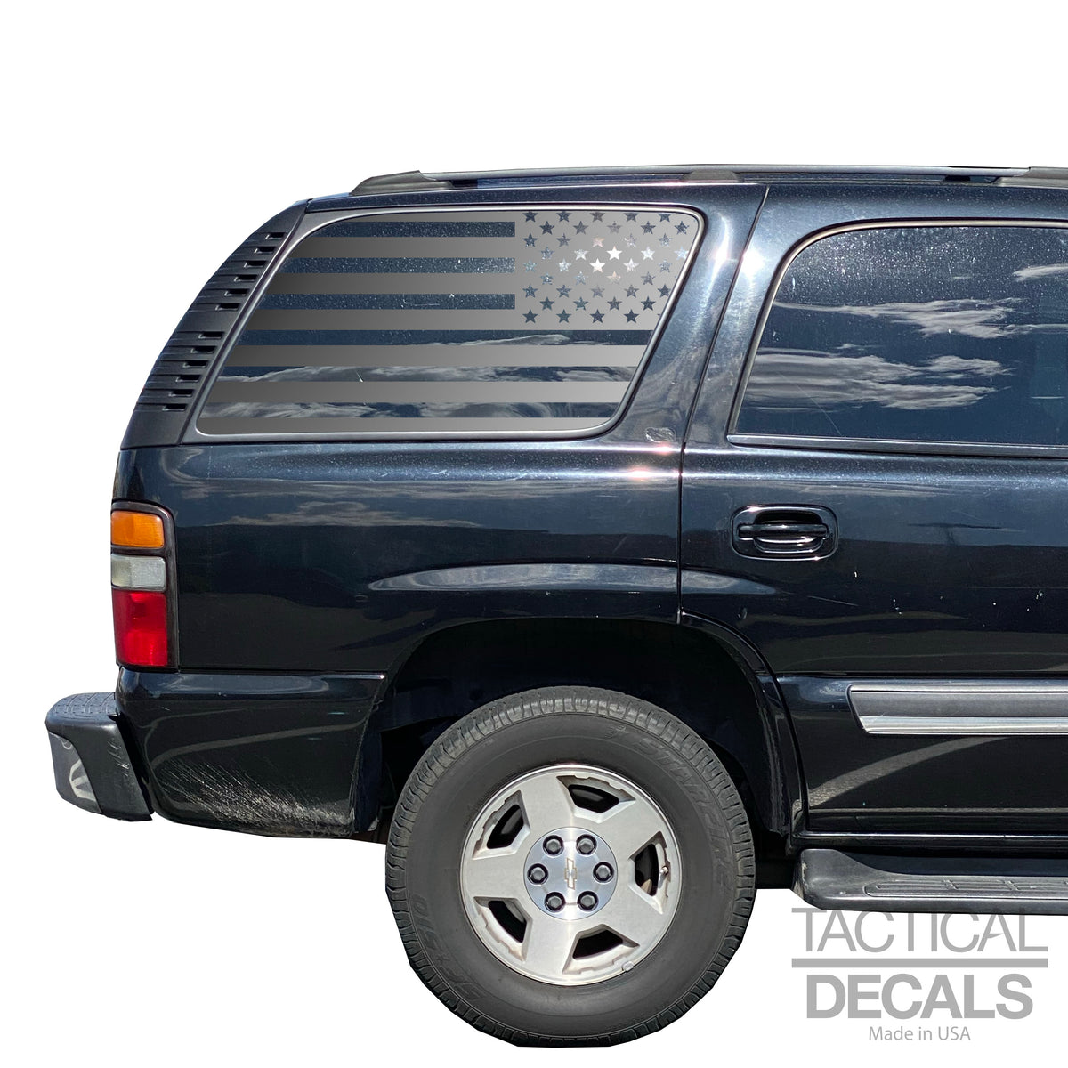 USA Flag Decal for 2000-2006 Chevy Tahoe 3rd Windows - Matte Black ...