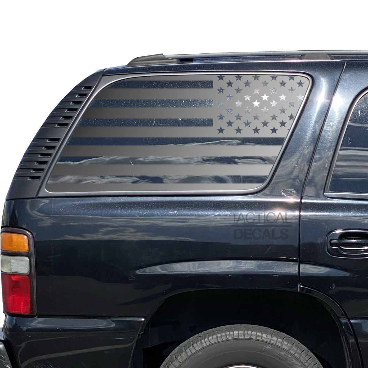 USA Flag Decal for 2000-2006 Chevy Tahoe 3rd Windows - Matte Black ...