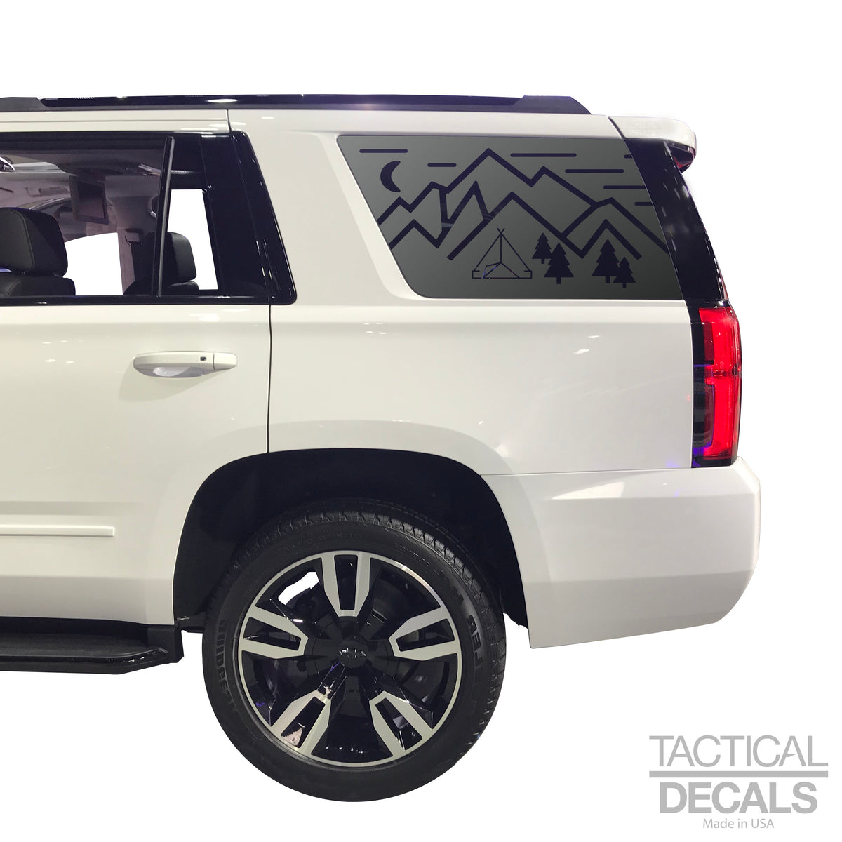 Mountain Scene Decals for 2015-2020 Chevy Tahoe 3rd Windows - Matte Bl ...