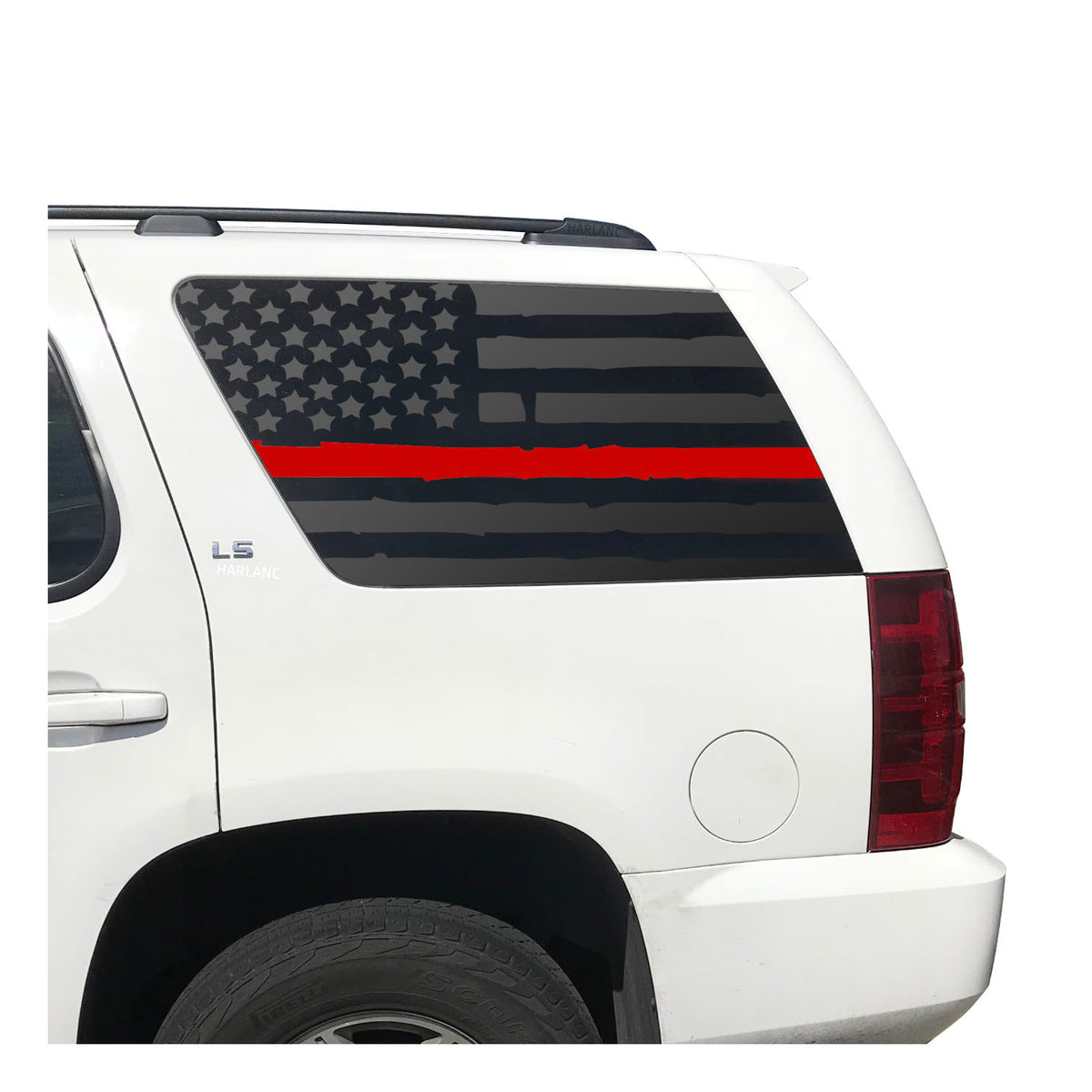 Distressed Red Line USA Flag Decal for 2007-2014 Chevy Tahoe 3rd Windo ...