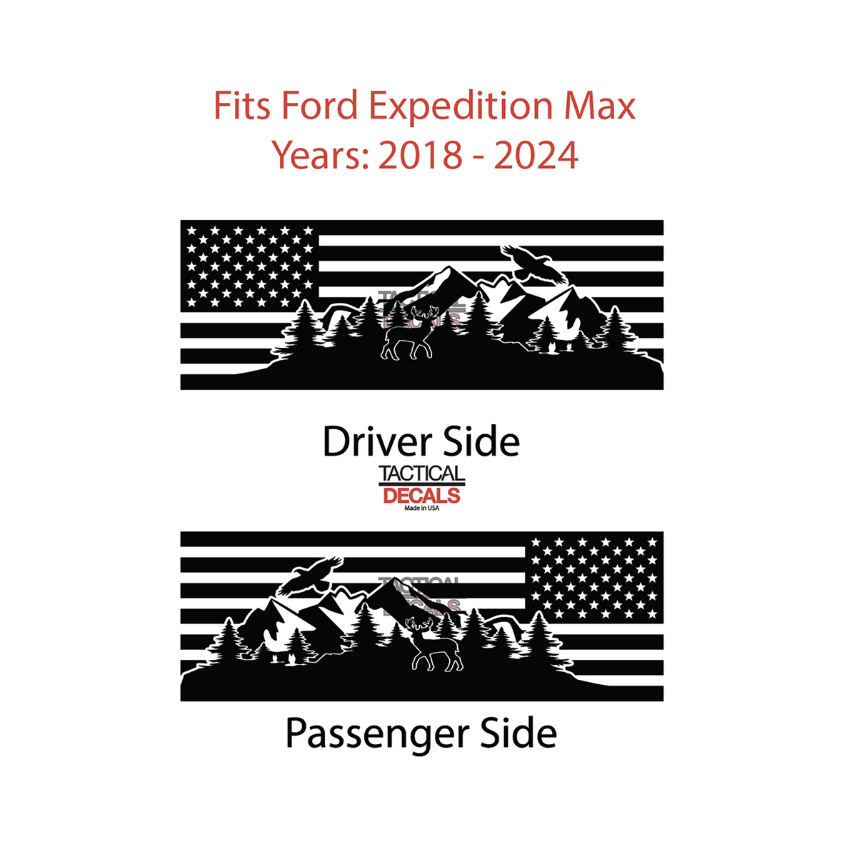 USA Flag w/Wildlife Scene Decal for 2018 - 2024 Ford Expedition Max On ...