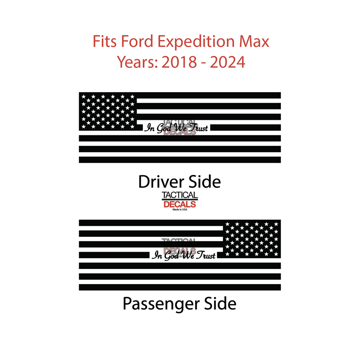 IN GOD WE TRUST - USA Flag Decal for 2018 - 2024 Ford Expedition Max O ...