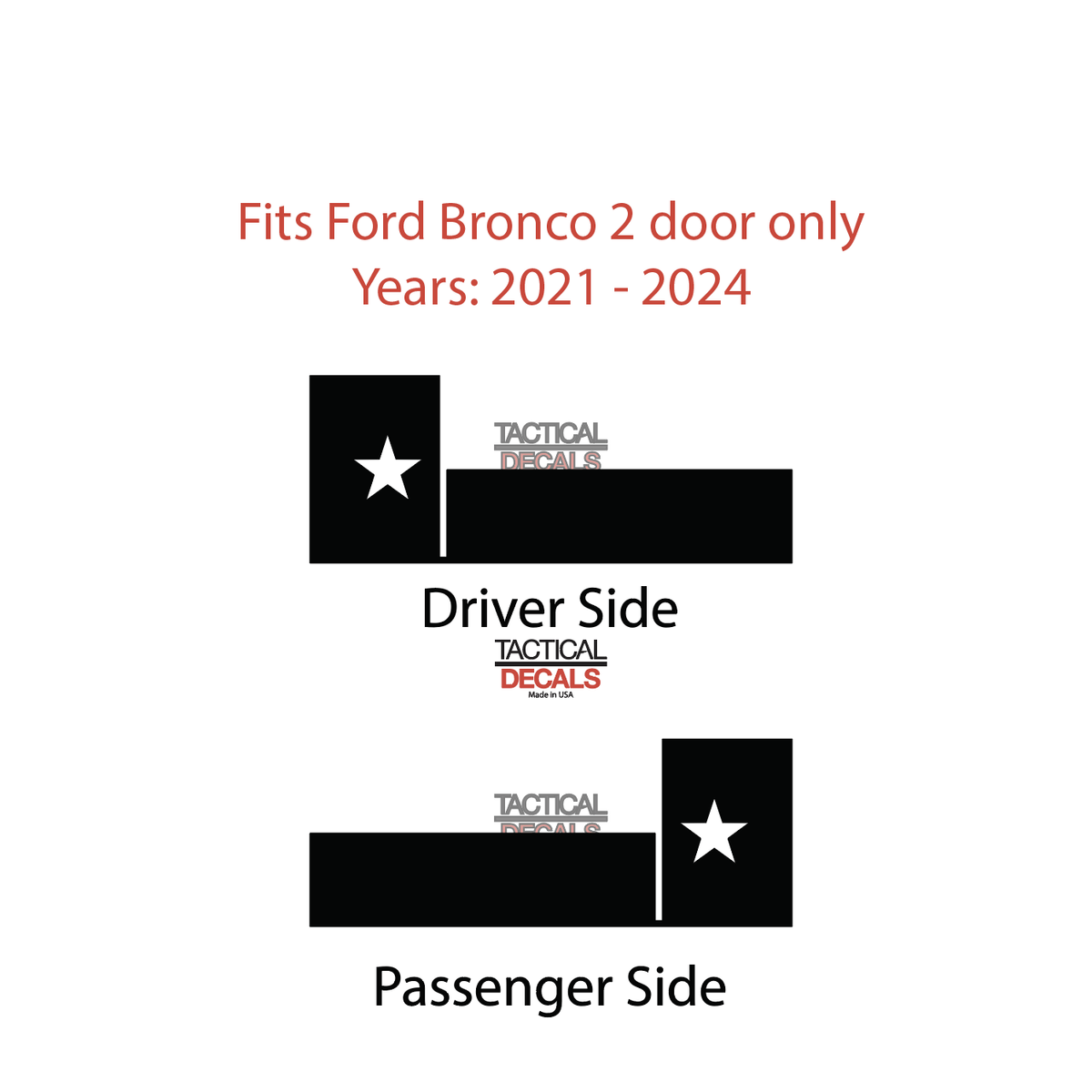 USA State of Texas Flag Decal for 2021 - 2024 Ford Bronco 2-Door Windo ...