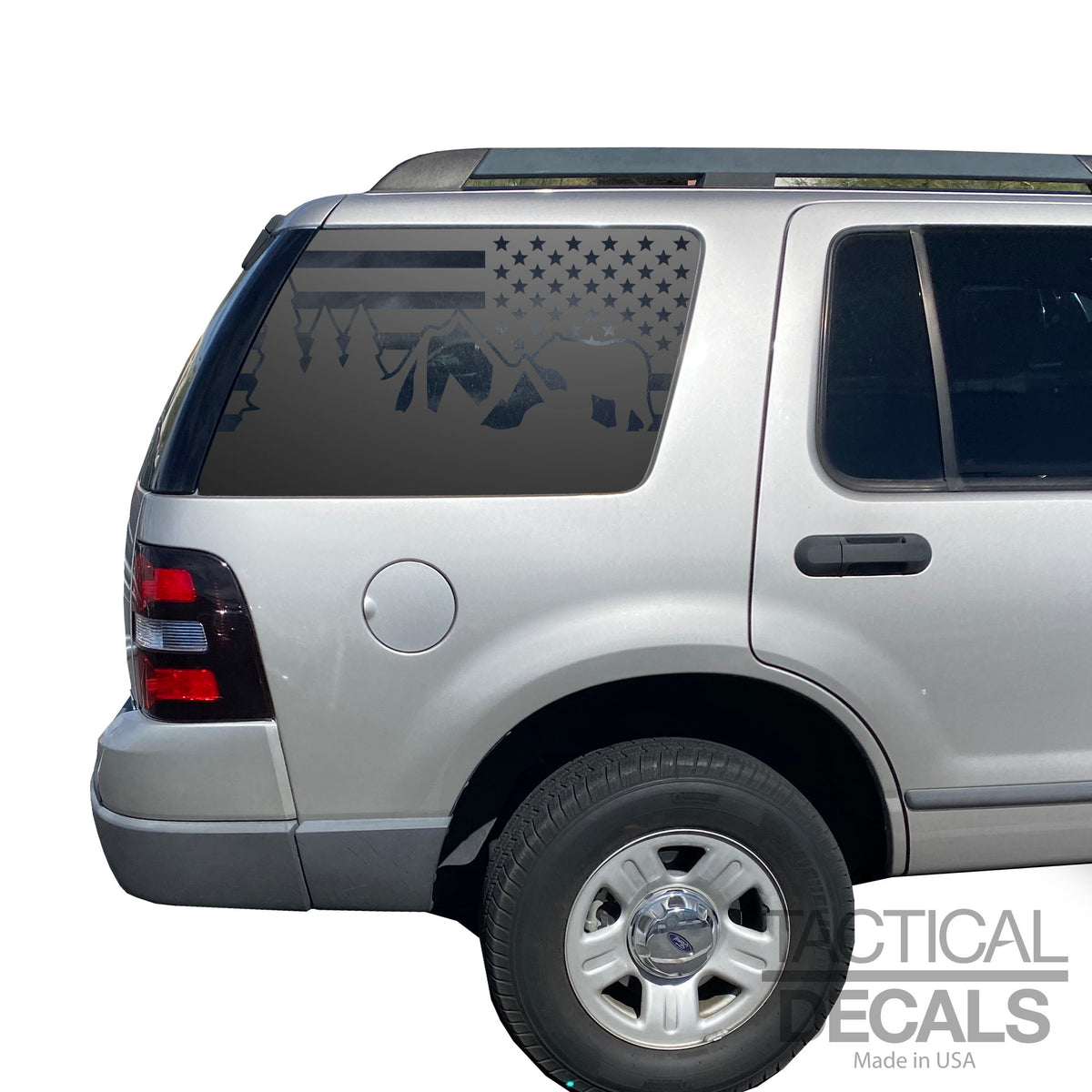 Bear Mountain Outdoor Scene w/ USA Flag Decal for 2006- 2010 Ford Expl ...