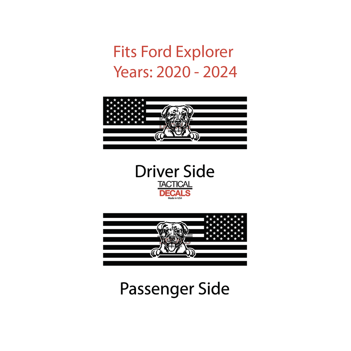 USA Flag with Pit bull Dog(K9) Decal for 2020- 2024 Ford Explorer 3rd ...