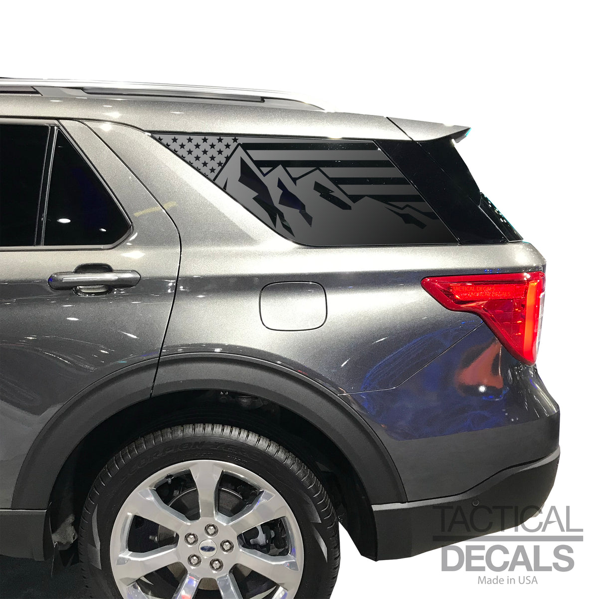 USA Flag with Mountains Decal for 2020- 2024 Ford Explorer 3rd Windows ...