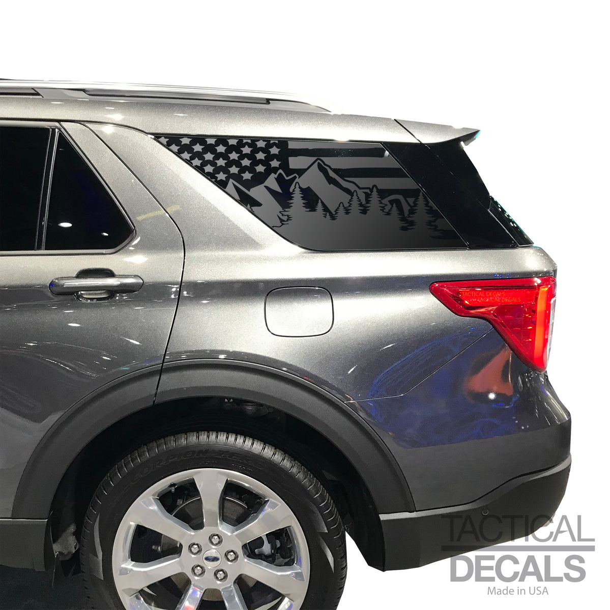 USA Distressed Flag w/Mountains Decal for 2020- 2024 Ford Explorer 3rd ...
