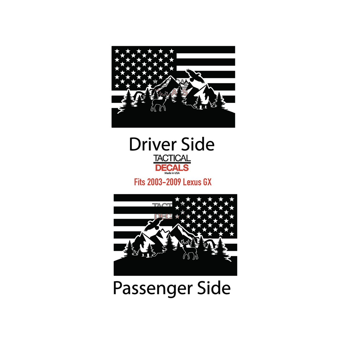 USA flag with wildlife scene for 2003-2009 Lexus GX 3rd Windows - Matt ...