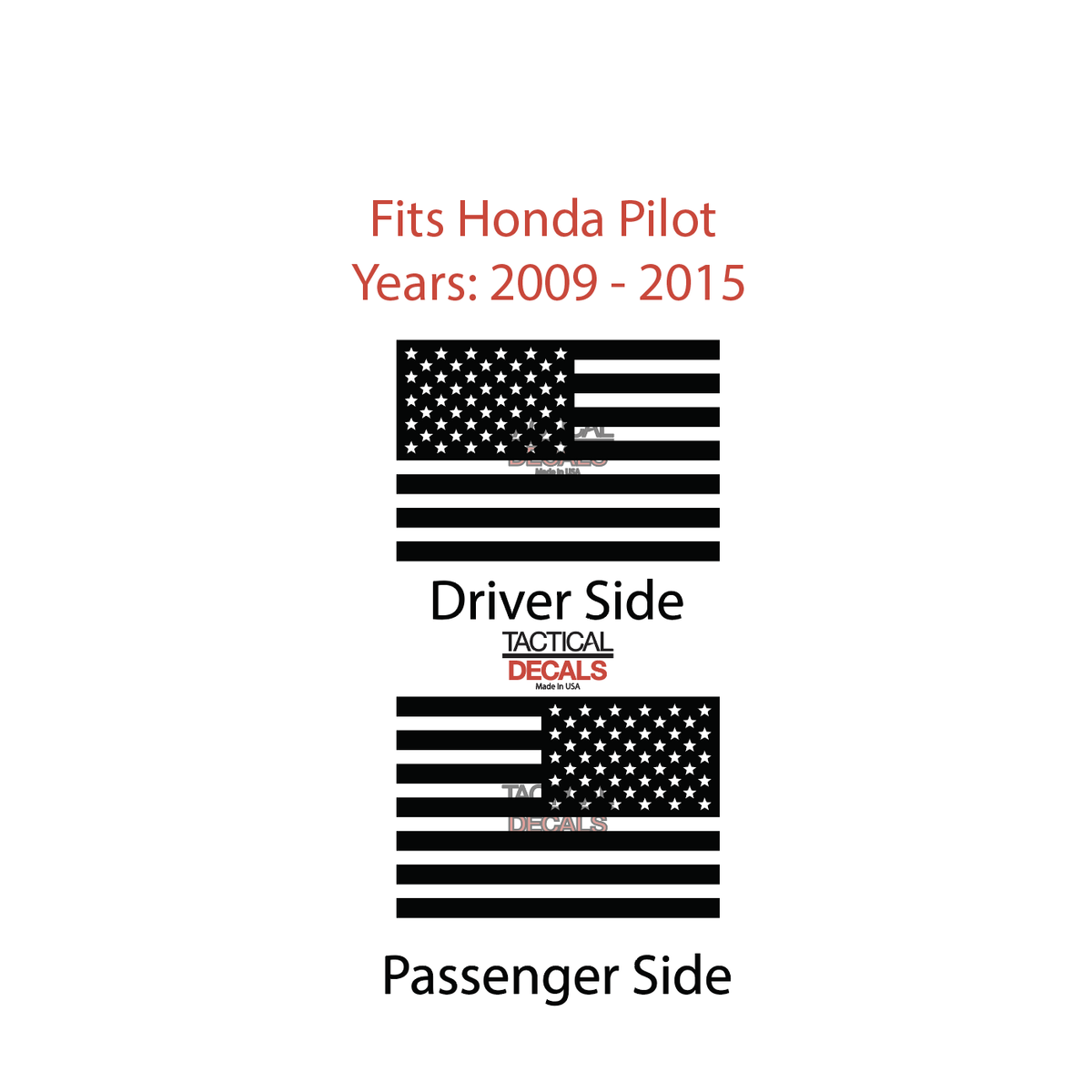 USA Flag Decal for 2009-2015 Honda Pilot 3rd Windows - Matte Black ...