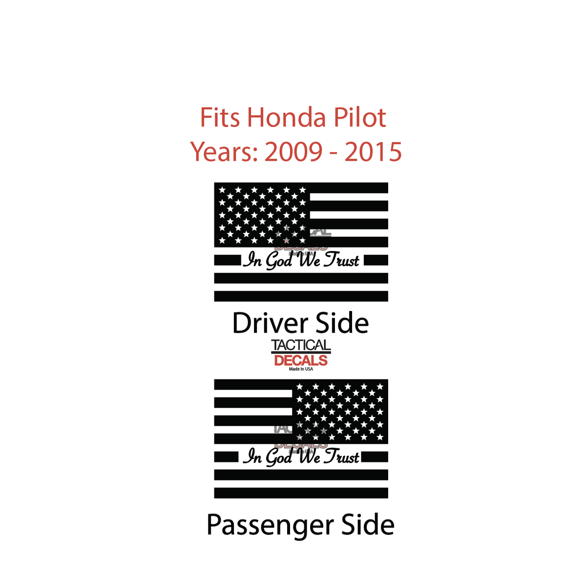 In God We Trust - USA Flag Decal for 2009-2015 Honda Pilot 3rd Windows ...