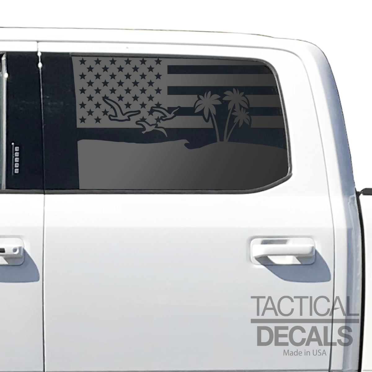 Beach Outdoor Scene w/ USA Flag Decal for 2015- 2020 Ford F-150 Window ...