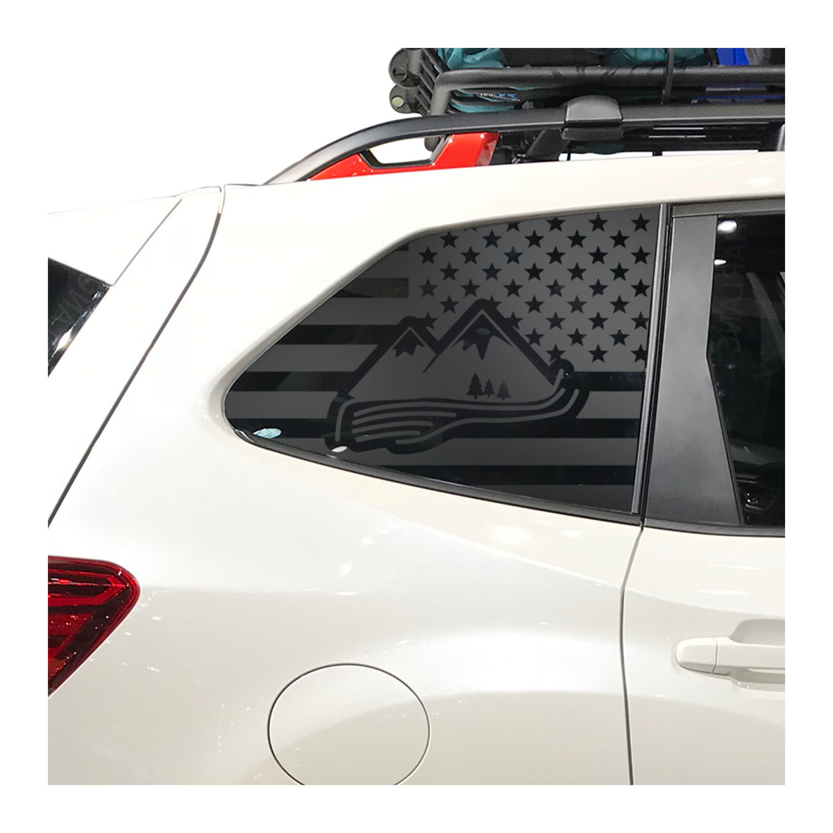 USA Flag with Mountain Scene Decal for 2019 - 2024 Subaru Forester 3rd ...