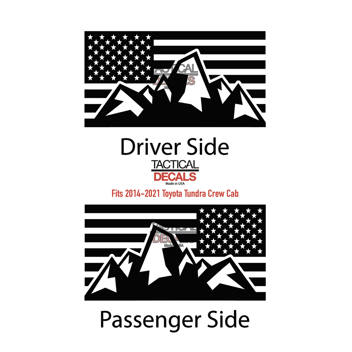 USA Flag with Mountain Scene Decal for 2014 - 2021 Toyota Tundra Crew ...
