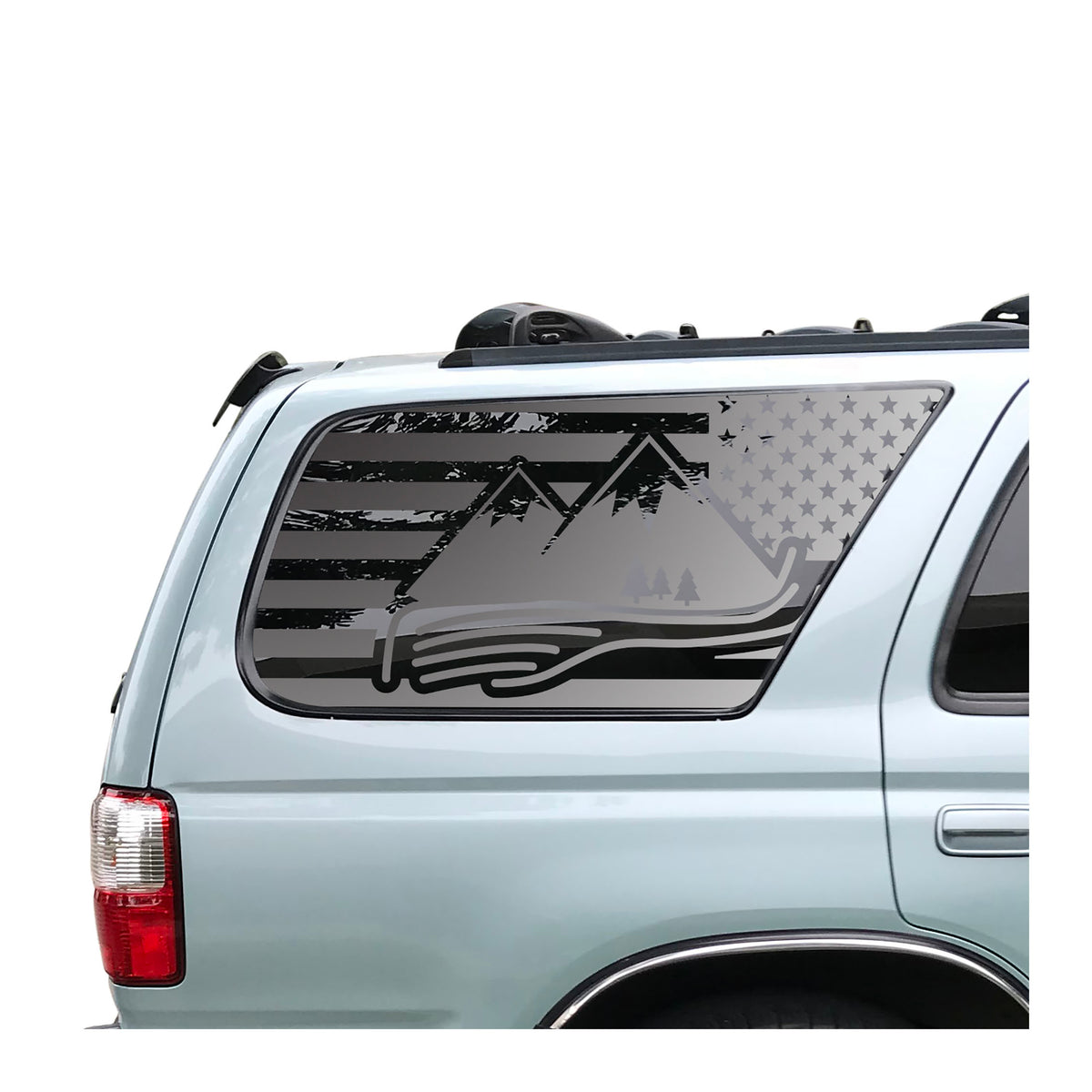 USA Flag with Mountain Scene Decal for 1996-2002 Toyota 4Runner 3rd Wi ...