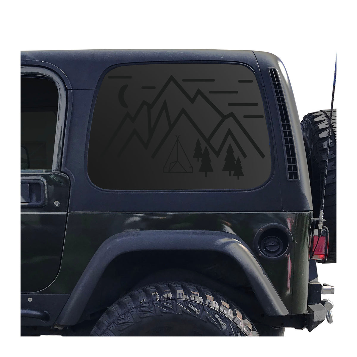 Minimalist Mountain Scene Decal for 1997 - 2006 Jeep Wrangler TJ 2 Doo ...