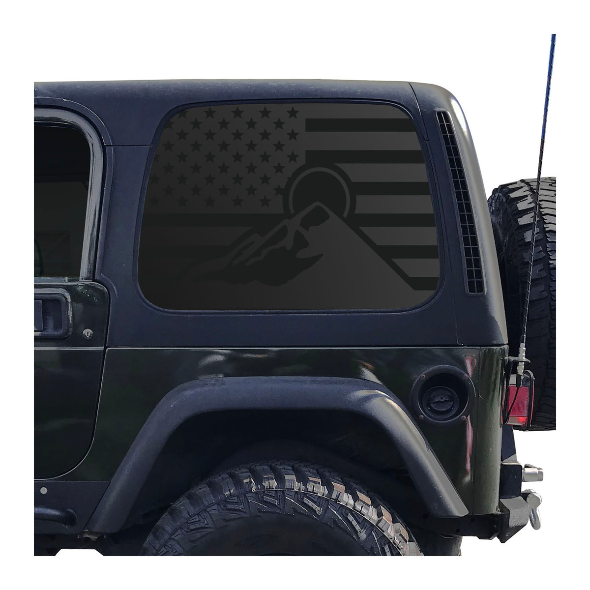 USA Flag with Mountains Decal for 1997 - 2006 Jeep Wrangler TJ 2 Door ...
