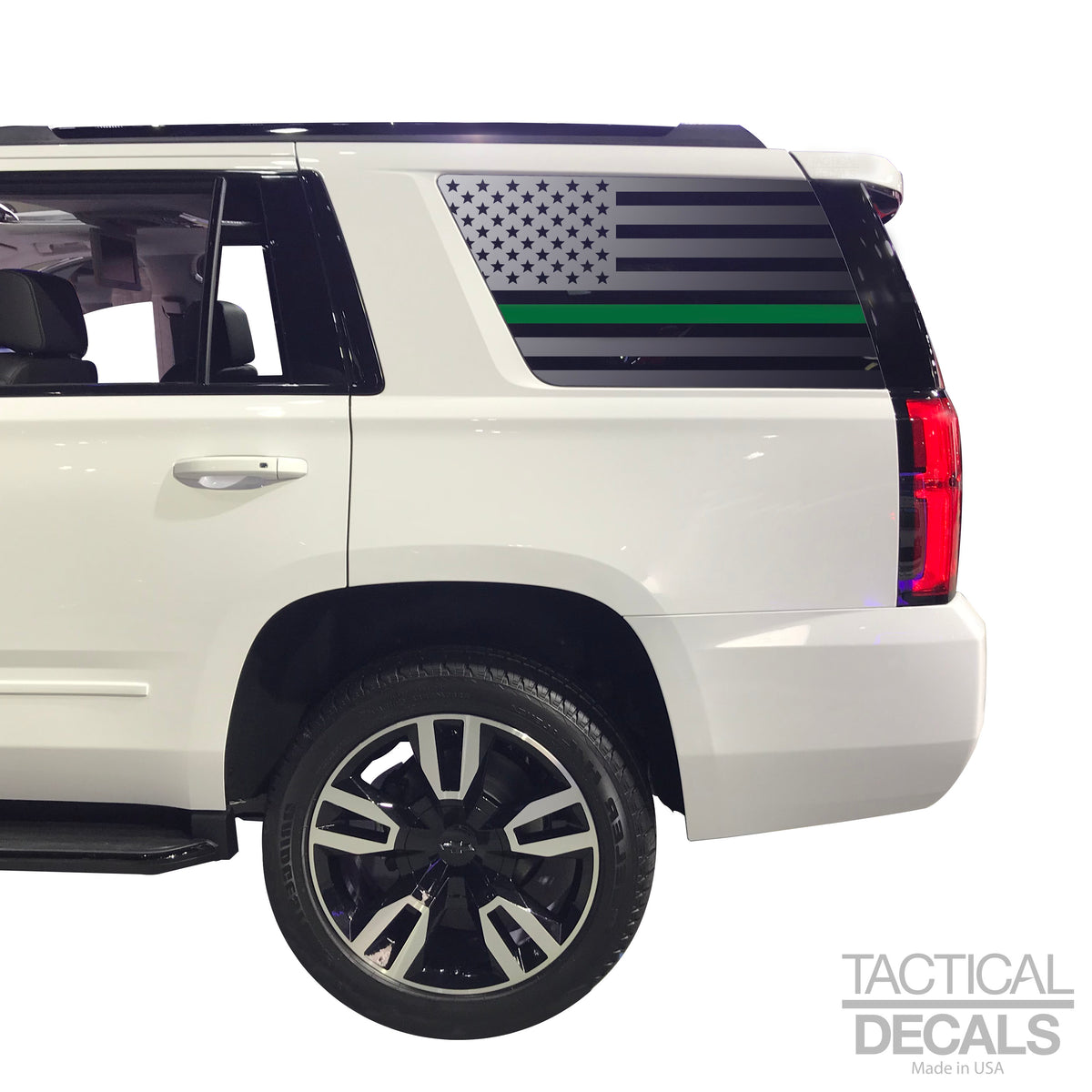 USA Flag with Green Line Decal for 2015-2020 Chevy Tahoe 3rd Windows ...