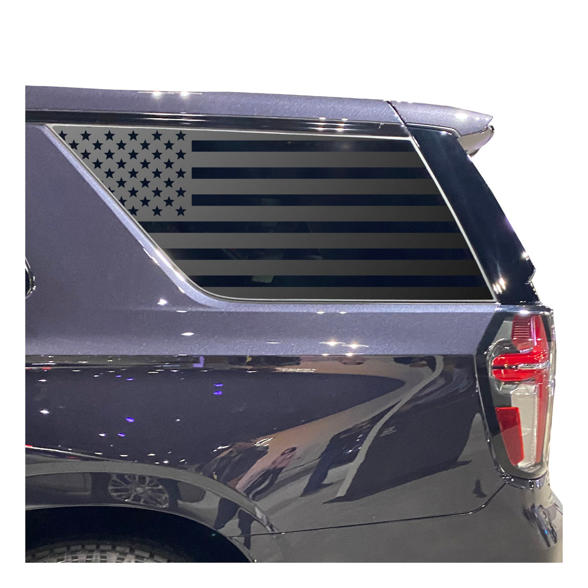USA Flag Decal for 2021 - 2024 Chevy Tahoe 3rd Windows - Matte Black ...
