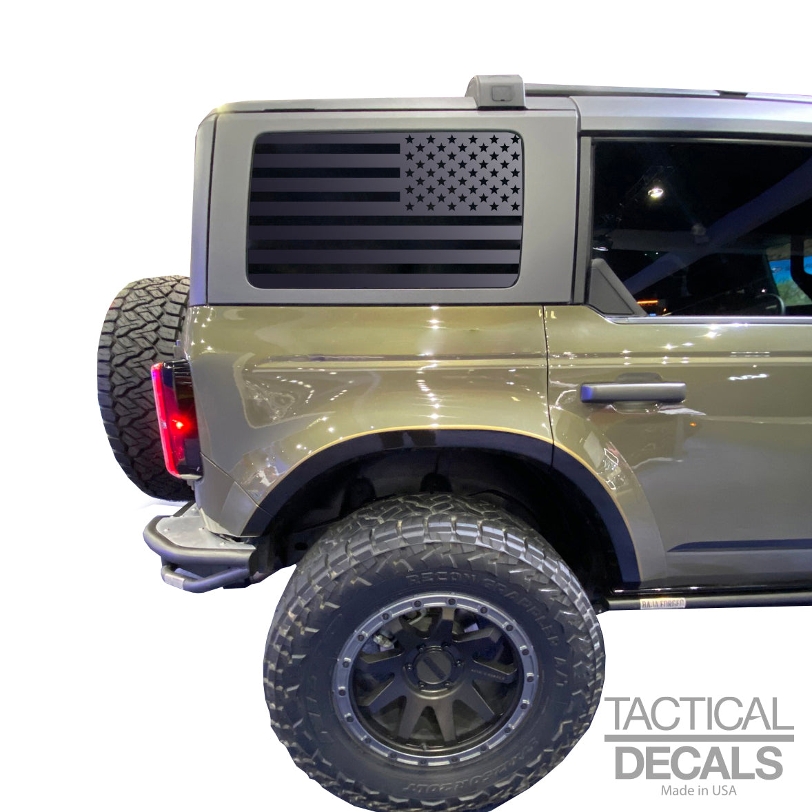 USA Flag Decal for 2021 - 2024 Ford Bronco 4-Door Windows - Matte Blac ...