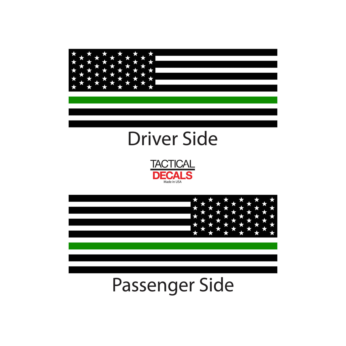 USA Flag w/Green Line Decal for 2002-2009 Hummer H2 3rd Windows - Matt ...