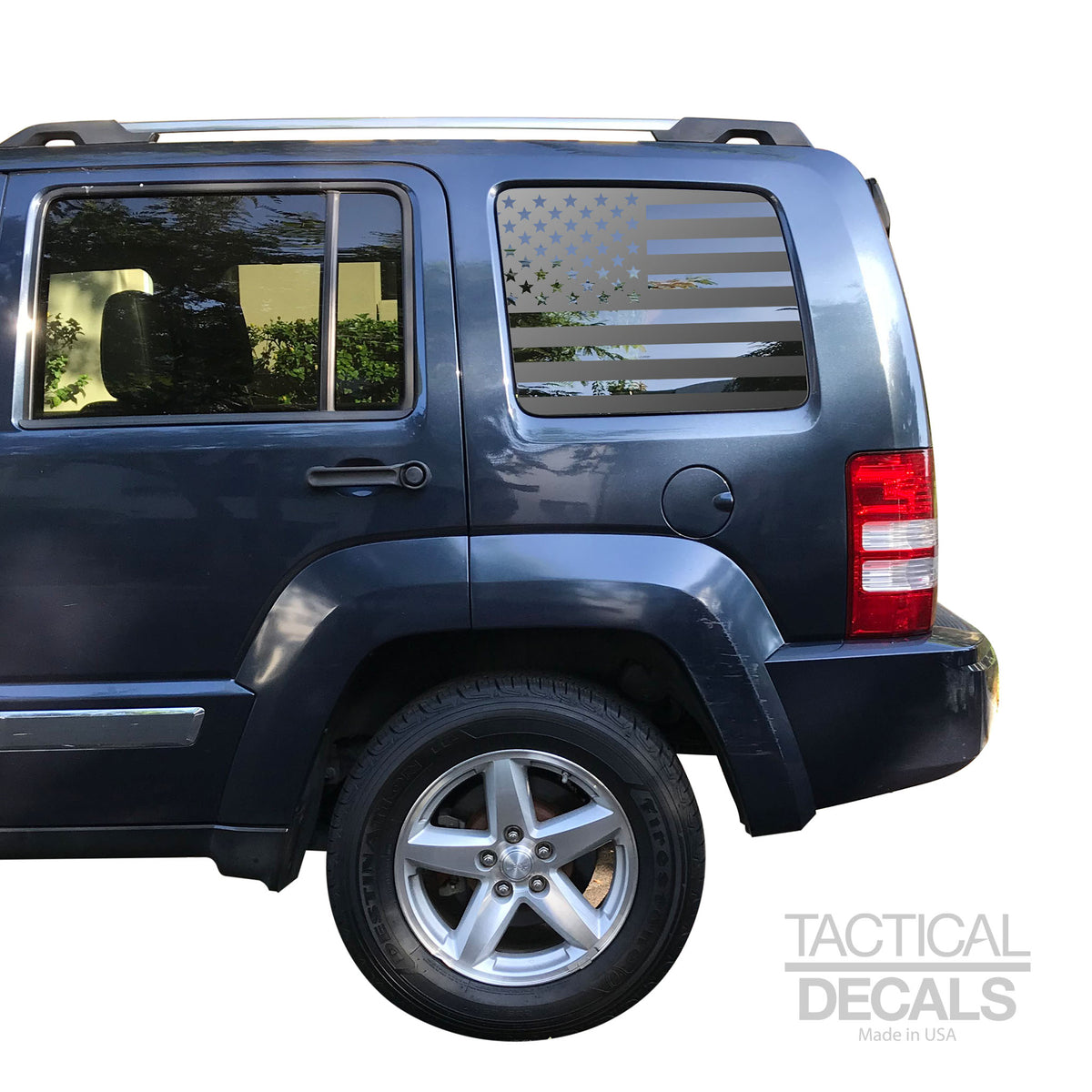 USA Flag Decal for 2008-2012 Jeep Liberty 3rd Windows - Matte Black ...