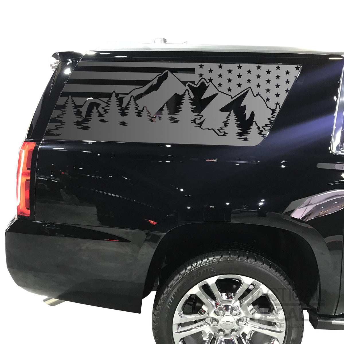 USA Flag w/Mountain Scene Decal for 2015-2020 GMC Yukon XL 3rd Windows ...